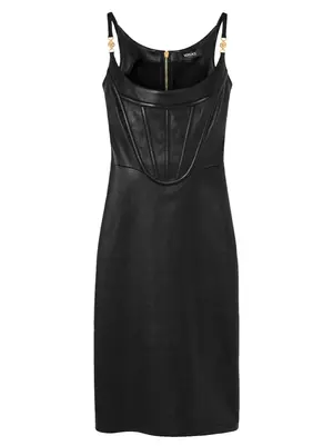 Versace Corset-style Leather Midi Dress - Black