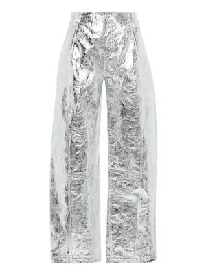 David Koma Metallic Wide-leg Trousers - Silver