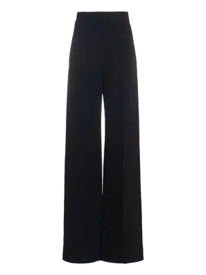Another Tomorrow Doppio Wide-leg Trousers - Black