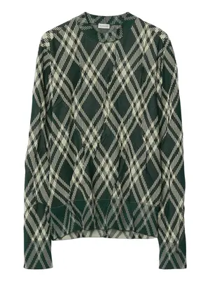 Burberry Plaid Crinkled-effect Jumper - Green