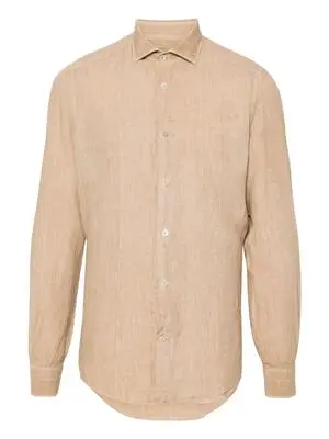 Eleventy Mélange Poplin Linen Shirt - Neutrals