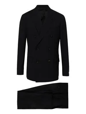 LARDINI Double-breasted Wool Suit - Blue