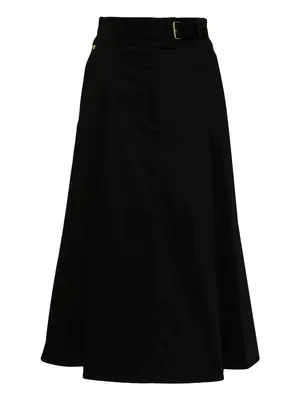Carolina Herrera Pleated Cotton Midi Skirt - Black