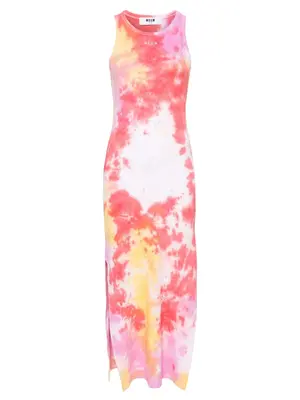 MSGM Tie-Dye Ribbed Midi Dress