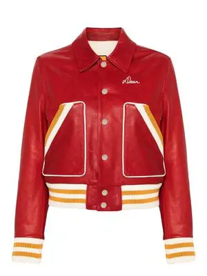 Dsquared2 Varsity Leather Bomber Jacket - Red