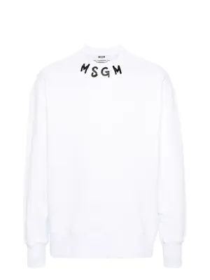 MSGM Logo-print Cotton Sweatshirt - White