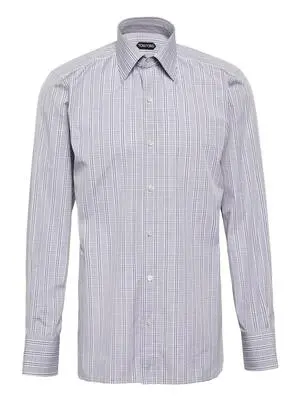 TOM FORD Checked Cotton Poplin Shirt - Grey