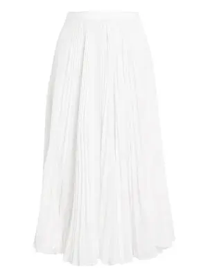 Oscar De La Renta Pleated Chiffon Midi Skirt - White