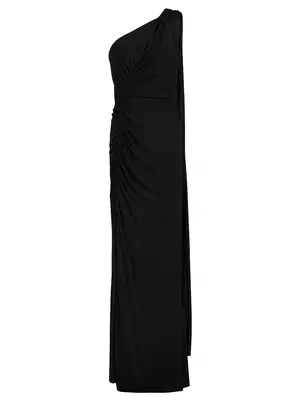 Marchesa One-shoulder Jersey Gown - Black