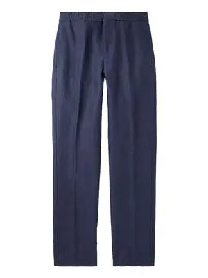 Loro Piana Tapered Linen Trousers - Blue