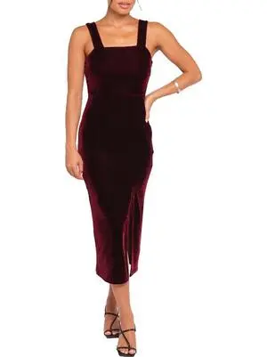 PETAL & PUP Hyatt Square Neck Midi Dress - Burgundy