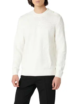 Bugatchi Bugatchi Texture Stitch Crewneck Sweater Chalk