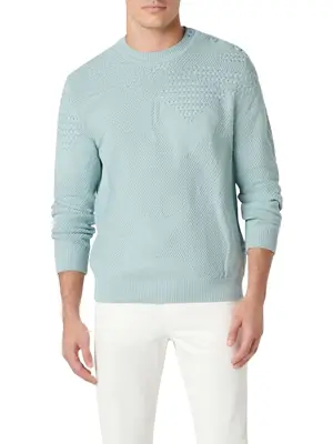 Bugatchi Bugatchi Texture Stitch Crewneck Sweater Seafoam