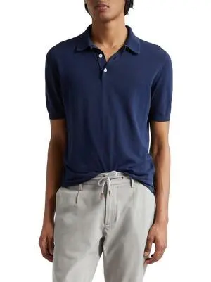 Eleventy Cotton Polo Navy