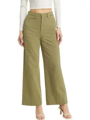 PETAL & PUP Lawrence Wide Leg Pants - Olive Green
