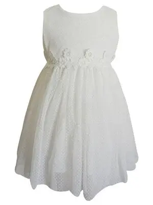POPATU Dot Floral Lace Tulle Overlay Dress - White