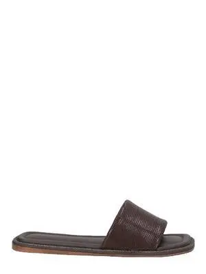 Brunello Cucinelli Leather Slide Sandals - Brown