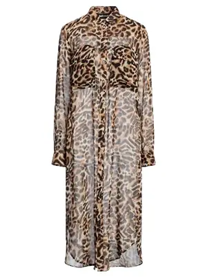 Just Cavalli Leopard-print Crepe Midi Shirt Dress - Beige