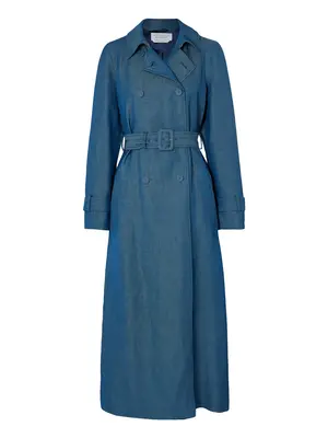Gabriela Hearst Braden Double-breasted Belted Trench Coat - Blue