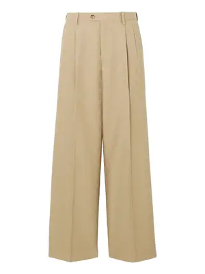 Gucci Pleated Wool-Jacquard Trousers Camel