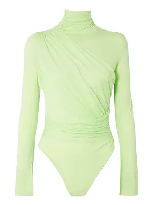 Gauge81 Patra Draped Stretch-jersey Turtleneck Bodysuit - Green