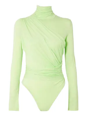 Gauge81 GAUGE81 Patra Draped Stretch-jersey Turtleneck Bodysuit Lime Green