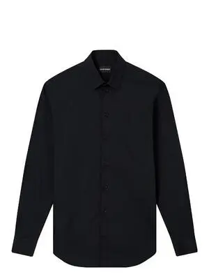 Emporio Armani Stretch Cotton Poplin Shirt - Black