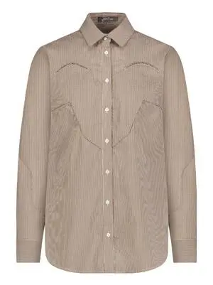 Lela Rose Lela Rose Checked Poplin Ranch Shirt Brown