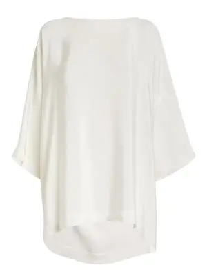 Eskandar Silk Boat-neck Tunic - White