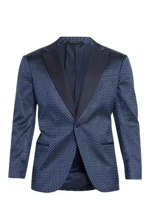 Giorgio Armani Silk Jacquard Blazer - Solid Dark Blue