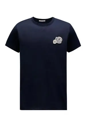 Moncler Double Logo Patch Cotton T-shirt - Blue