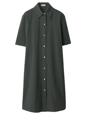 Burberry Straight-point Collar Cotton-blend Dress - Green