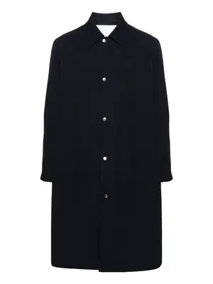 JIL SANDER Single-breasted Gabardine Wool Coat - Blue