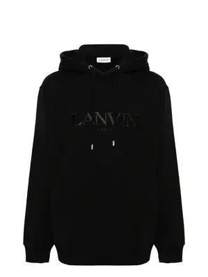 LANVIN Cotton Embroidered-logo Hoodie - Black