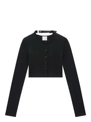 COURREGES Cropped Fine-knit Cardigan - Black