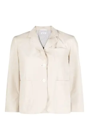 Thom Browne Rounded-collar Single-breasted Blazer - Neutrals