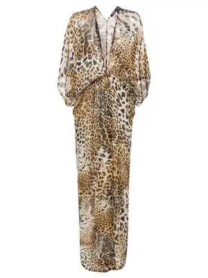 Roberto Cavalli Leopard-print Silk Dress - Neutrals