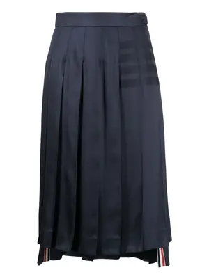 Thom Browne Pleated Silk Midi Skirt - Blue