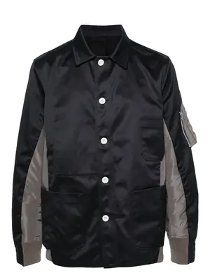 Sacai Spread-collar Panelled Shirt Jacket - Blue