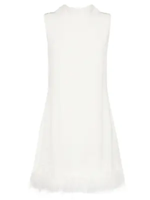 Rixo Candice Feather-trim Mini Dress - White