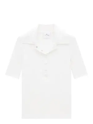 COURREGES Ac Ribbed-knit Polo Shirt - White