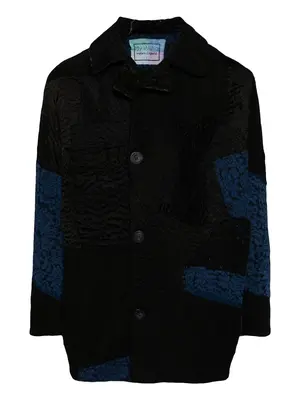 By Walid Patchwork Single-breasted Coat - Black