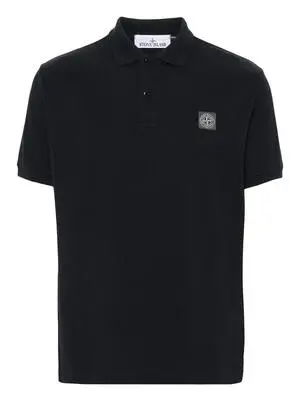 Stone Island Compass-appliqué Polo Shirt - Blue