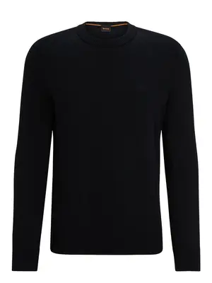 BOSS Logo-Embroidered Ribbed Jumper Black