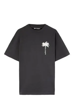 Palm Angels Palm Tree-print Cotton T-shirt - Grey