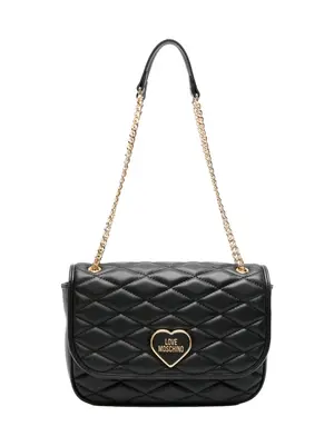 Moschino Logo-lettering Matelassé Shoulder Bag - Black