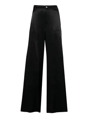 Moschino Satin-finish Wide-leg Trousers - Black