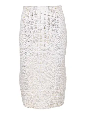 Alaïa High-rise Snake-print Pencil Skirt - White