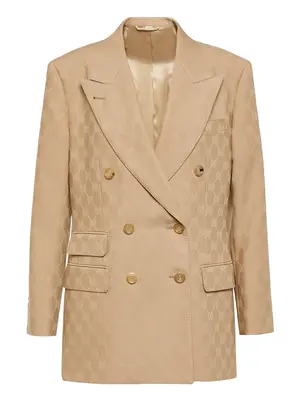 Gucci Gg Wool Jacquard Blazer - Beige