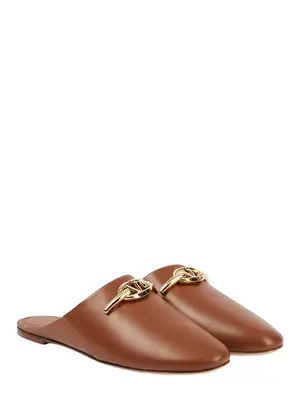 Valentino Garavani Vlogo Signature Leather Mules - Brown